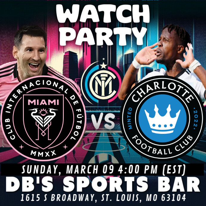 Miami vs Charlotte Watch Party Instagram Post Template | PosterMyWall