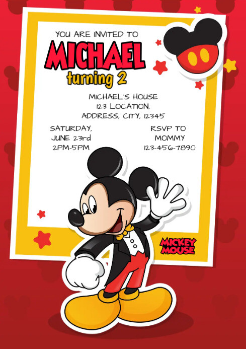 Mickey Mouse Birthday Design Invitation Template | PosterMyWall