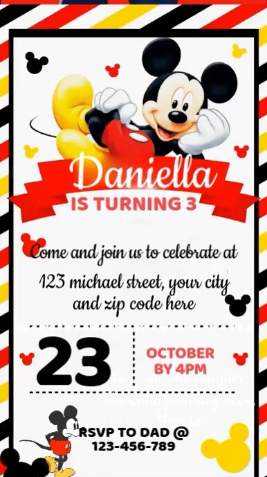 mickey mouse birthday Template | PosterMyWall