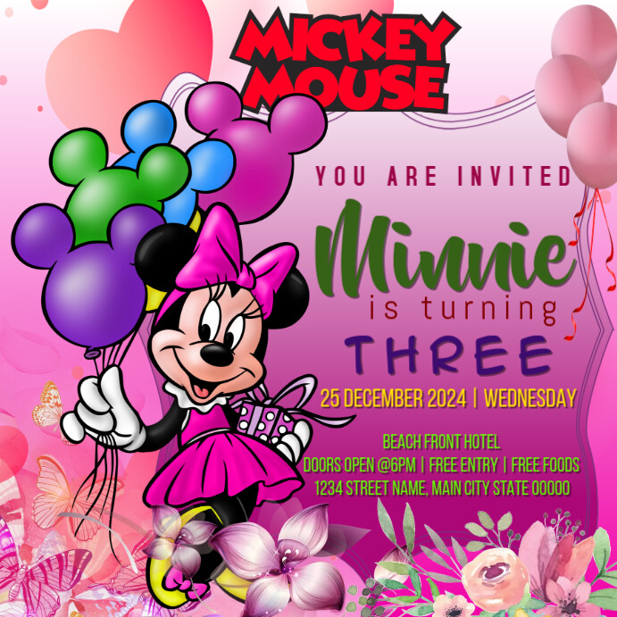 Mickey Mouse Birthday Instagram Post Template | PosterMyWall