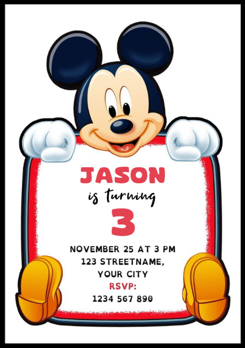 Mickey Mouse Birthday Invitation Template | PosterMyWall