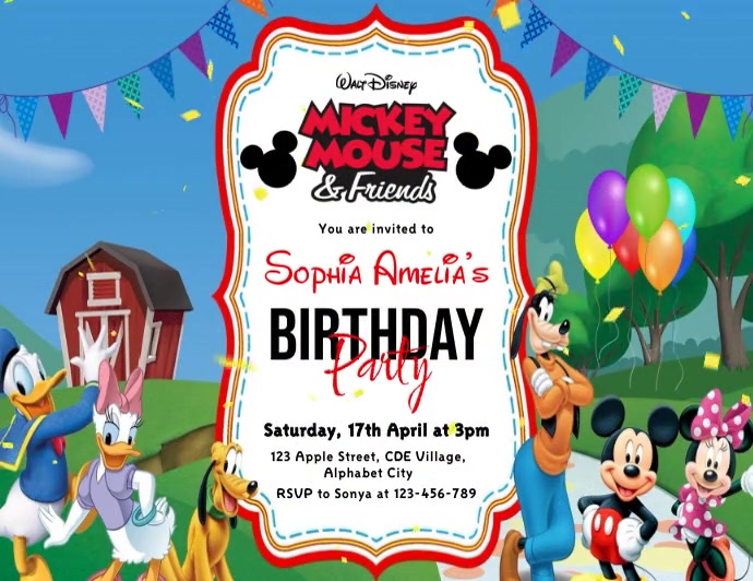 Mickey Mouse Birthday Party Invitation Template | PosterMyWall