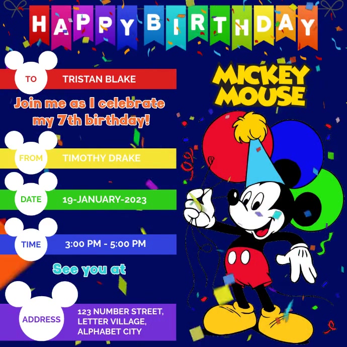 Mickey Mouse Clubhouse Birthday Invitation Template Design