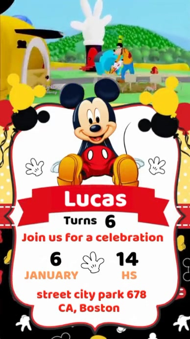 Copia de Mickey Mouse Birthday video invitation | PosterMyWall
