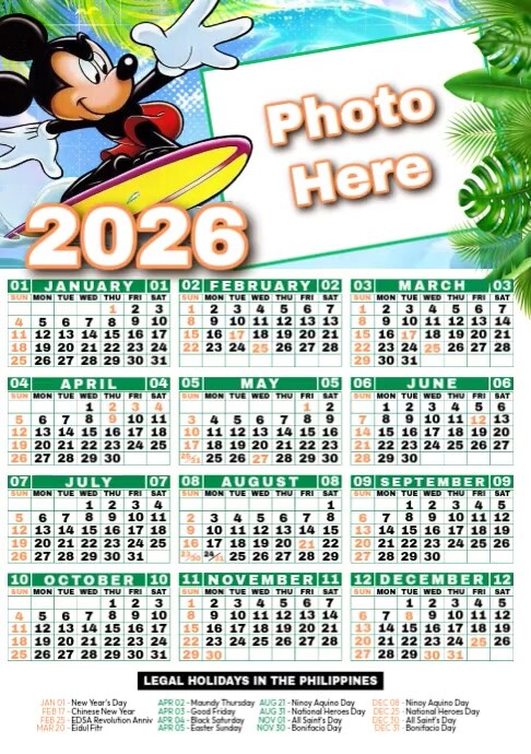 Mickey Mouse Calendar Template | PosterMyWall