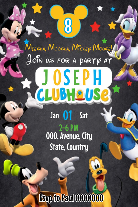 Mickey Mouse Clubehouse invitation Template | PosterMyWall