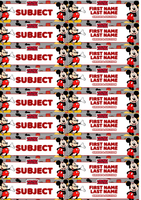 Plantilla de Mickey Mouse Name Tag | PosterMyWall