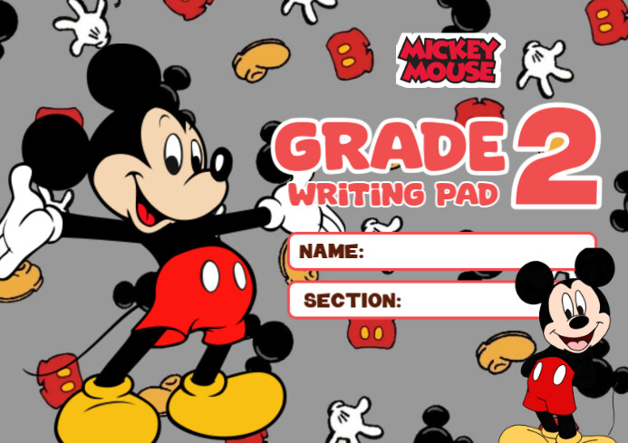 Mickey Mouse Writing Pad Cover Template | PosterMyWall