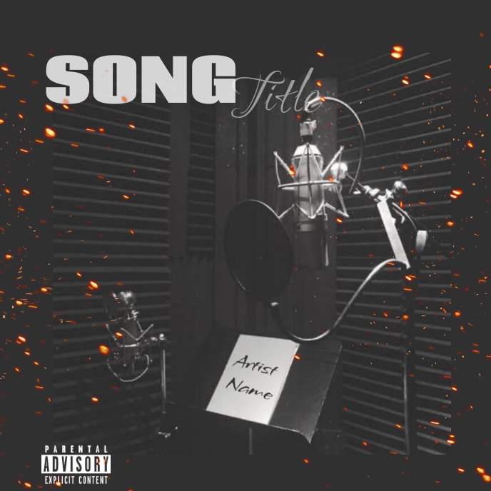 Microphone & sparks Album Cover Art Template | PosterMyWall