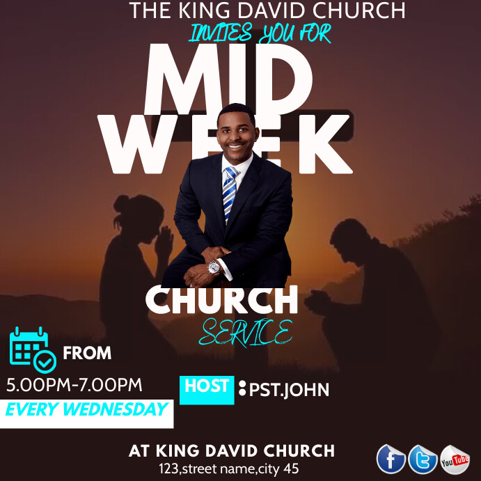 Mid week church service template | PosterMyWall