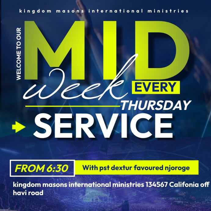 Modèle MID WEEK CHURCH SERVICE TEMPLATE | PosterMyWall