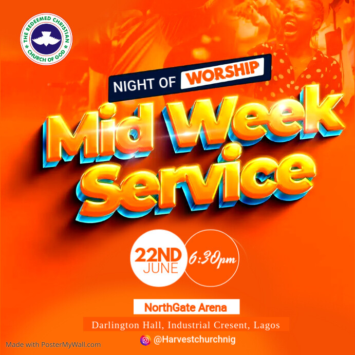 mid-week service (1) Template | PosterMyWall
