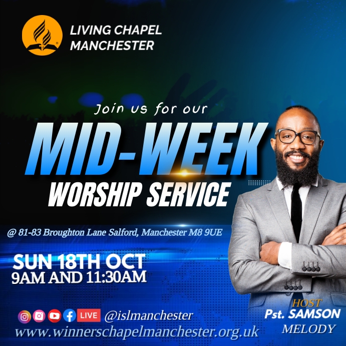 Plantilla de MID-WEEK SERVICE | PosterMyWall