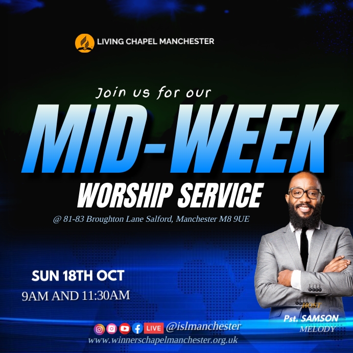 MID-WEEK SERVICE Template | PosterMyWall