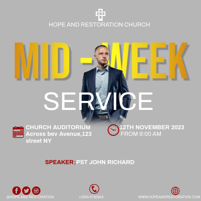 Plantilla de mid week service | PosterMyWall