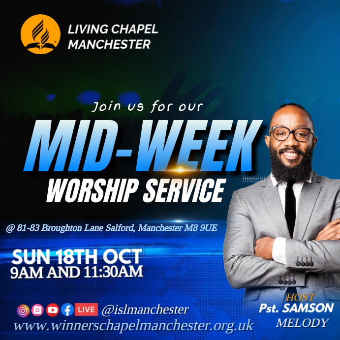 Plantilla de MID-WEEK SERVICE | PosterMyWall