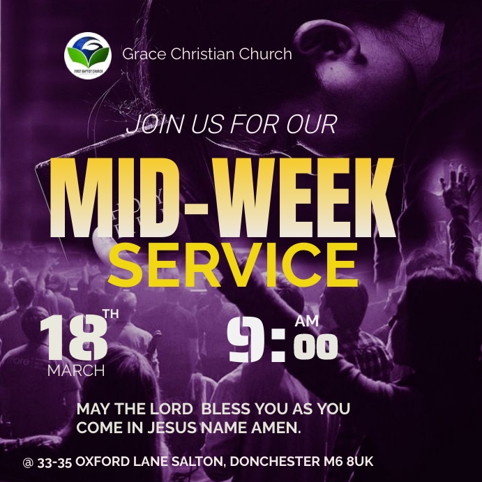 Plantilla de MID-WEEK SERVICE | PosterMyWall