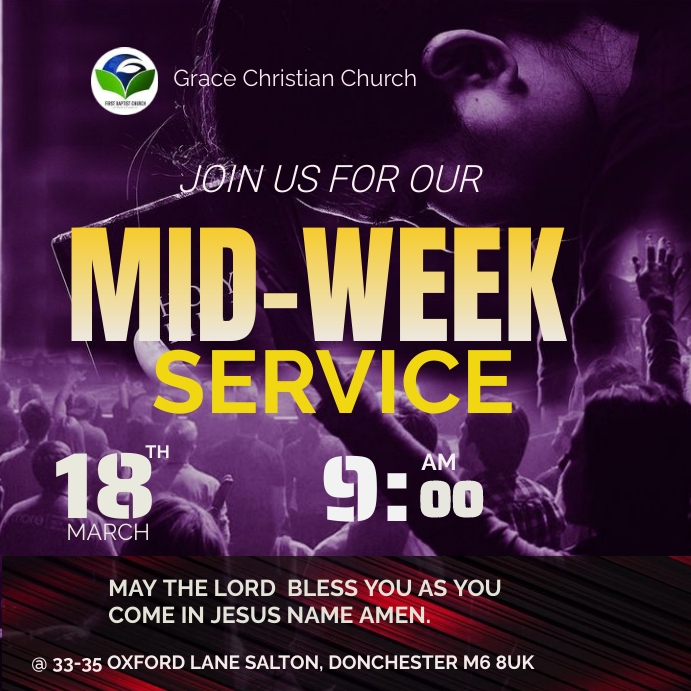 Plantilla de MID-WEEK SERVICE | PosterMyWall