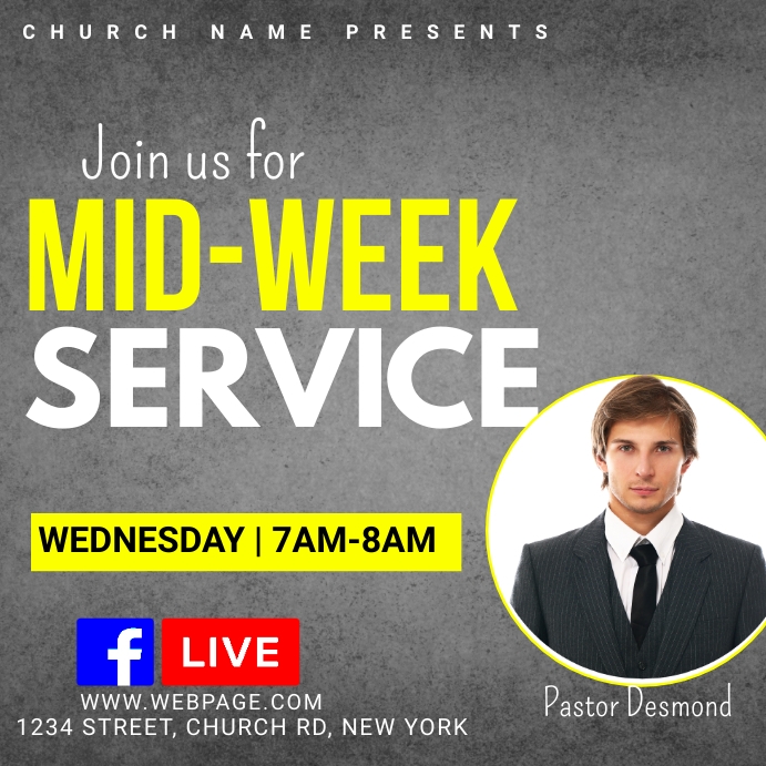 Plantilla de mid week service Template | PosterMyWall