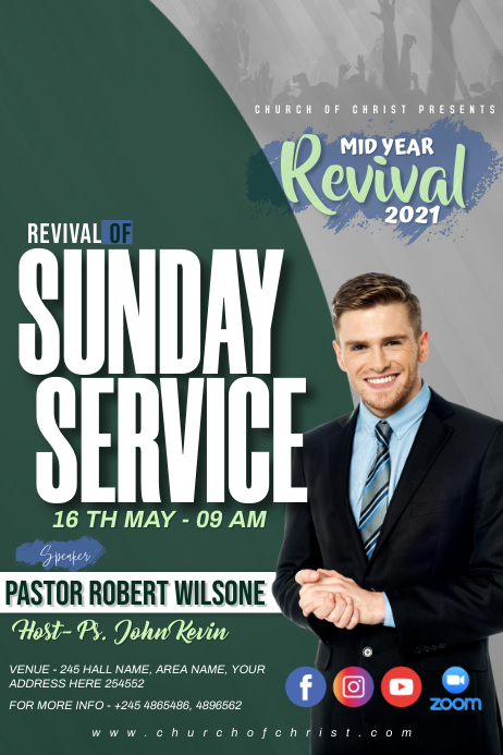 MID YEAR REVIVAL SUNDAY SERVICE Template | PosterMyWall