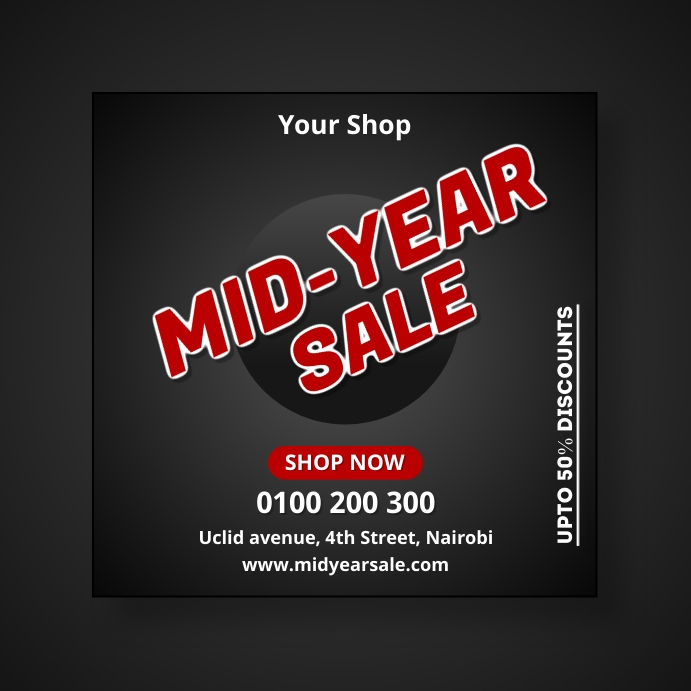 Black Mid Year Sale Instagram Post Template | PosterMyWall