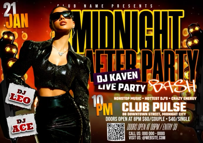 Midnight After Party Bash Template | PosterMyWall