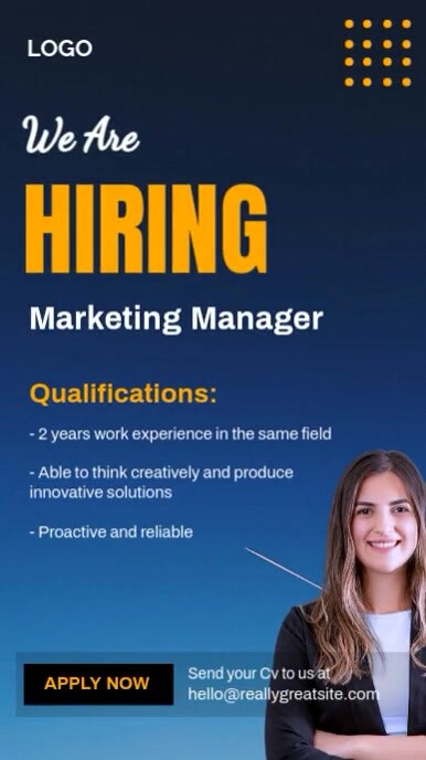 Copy of Midnight Blue Yellow Modern Professional Job Vacancy Instagram ...