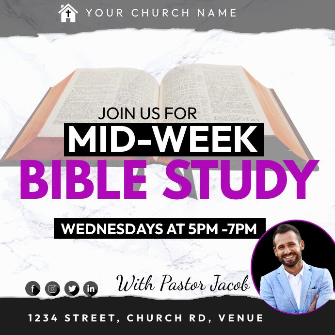 Midweek Bible study, Bible study Template | PosterMyWall