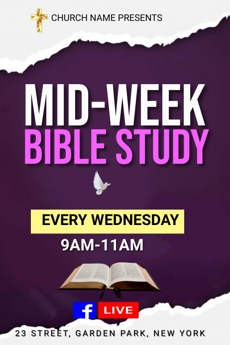 Midweek Bible study, Bible study Template | PosterMyWall