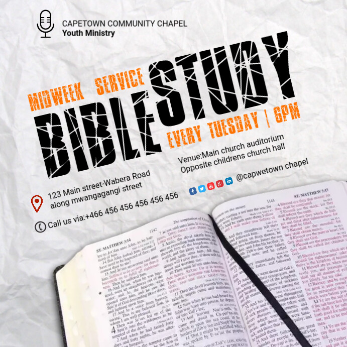 Copy of Midweek Bible study service flyer template | PosterMyWall