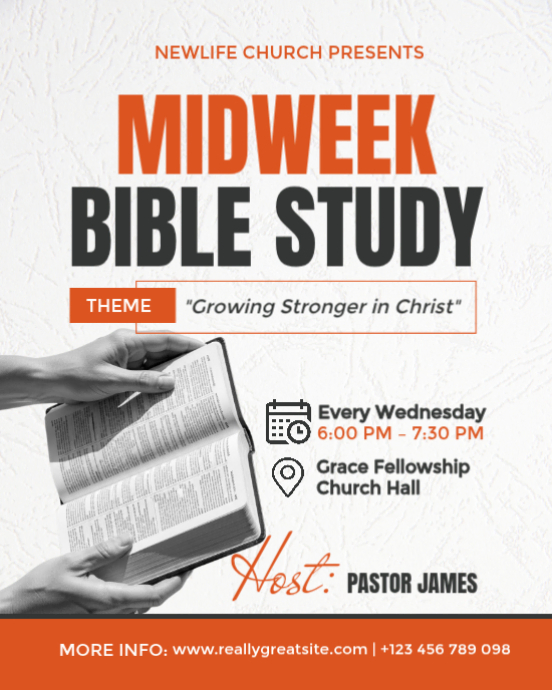 Midweek Bible Study — Church Fellowship & Teaching Flyer | Editable Template | PosterMyWall
