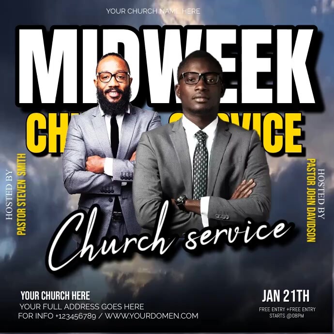 MIDWEEK CHURCH SERVICE (1) Template | PosterMyWall