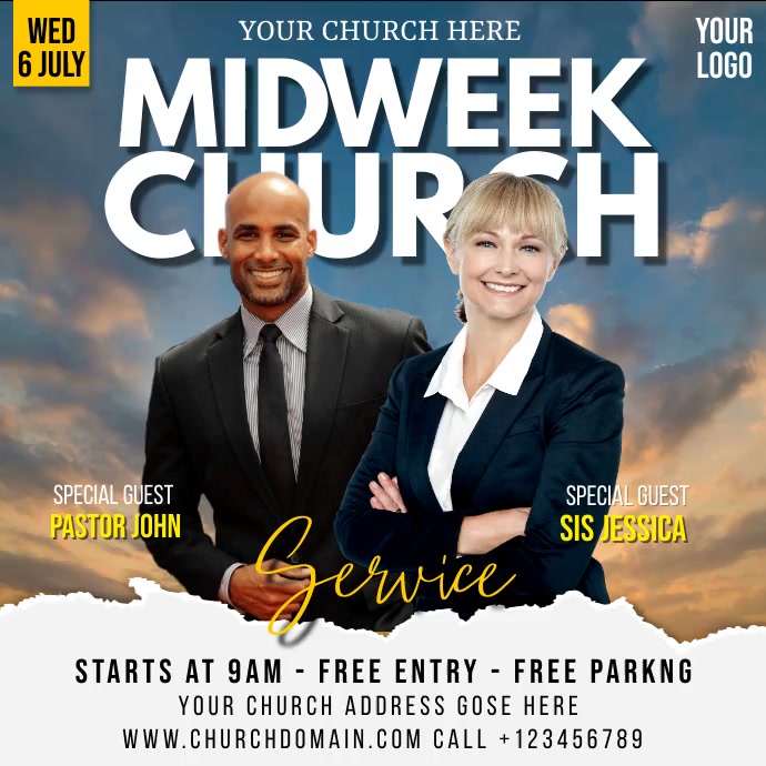 MIDWEEK CHURCH SERVICE Template | PosterMyWall