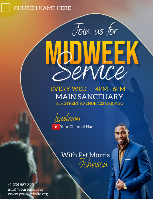midweek church service flyer Template | PosterMyWall
