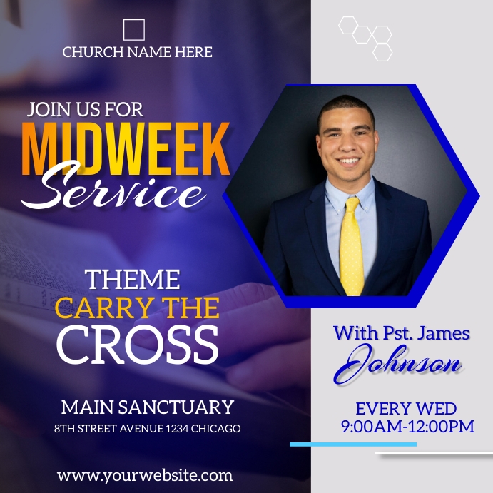 midweek church service invitation flyer Template | PosterMyWall