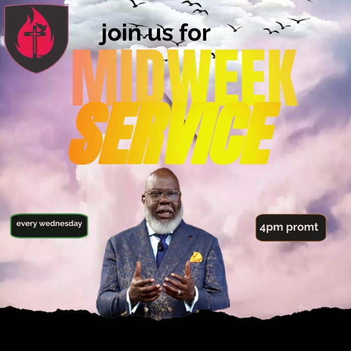 Plantilla de MIDWEEK SERVICE | PosterMyWall