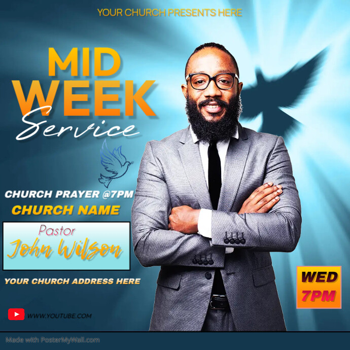 MIDWEEK SERVICE Template | PosterMyWall