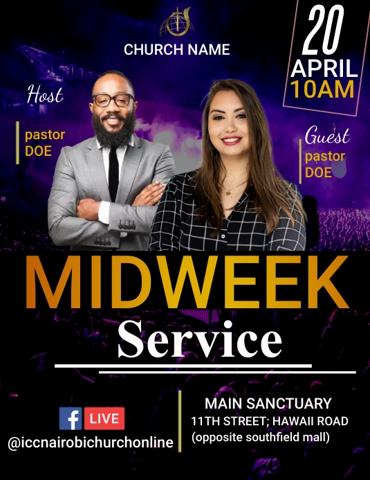midweek service Template | PosterMyWall