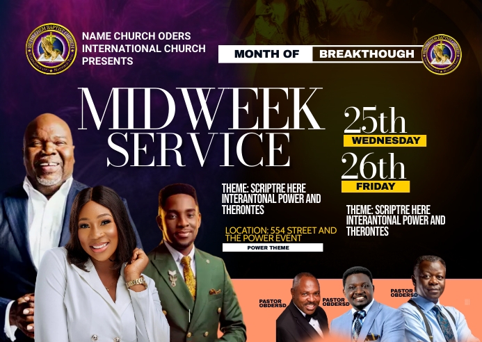 Plantilla de midweek service | PosterMyWall