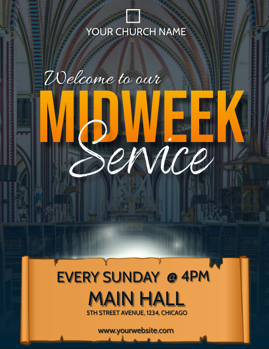 midweek service flyer Template | PosterMyWall