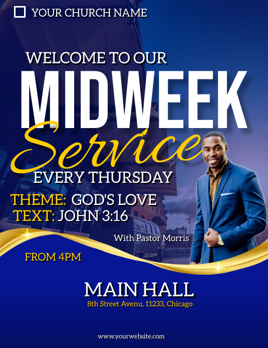 midweek service flyer Template | PosterMyWall