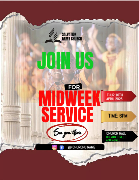 MIDWEEK SERVICE FLYER Template | PosterMyWall