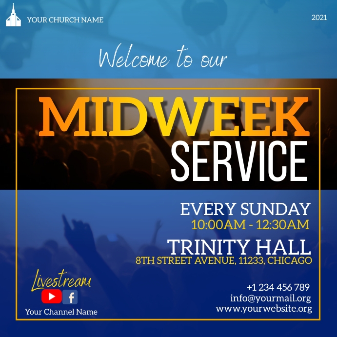 Copy of midweek service invitation flyer | PosterMyWall