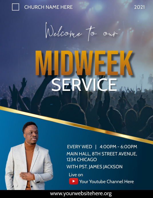 midweek service invitation flyer Template | PosterMyWall