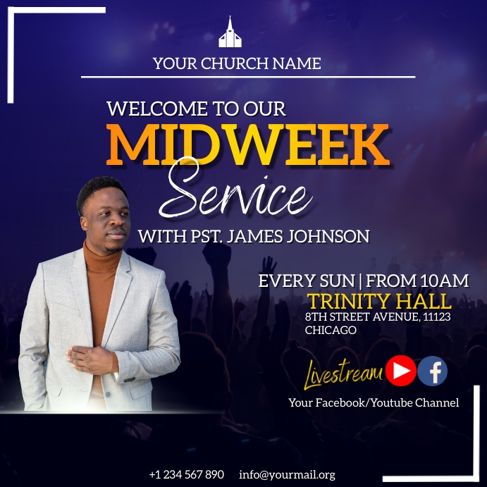 midweek service invitation flyer Template | PosterMyWall