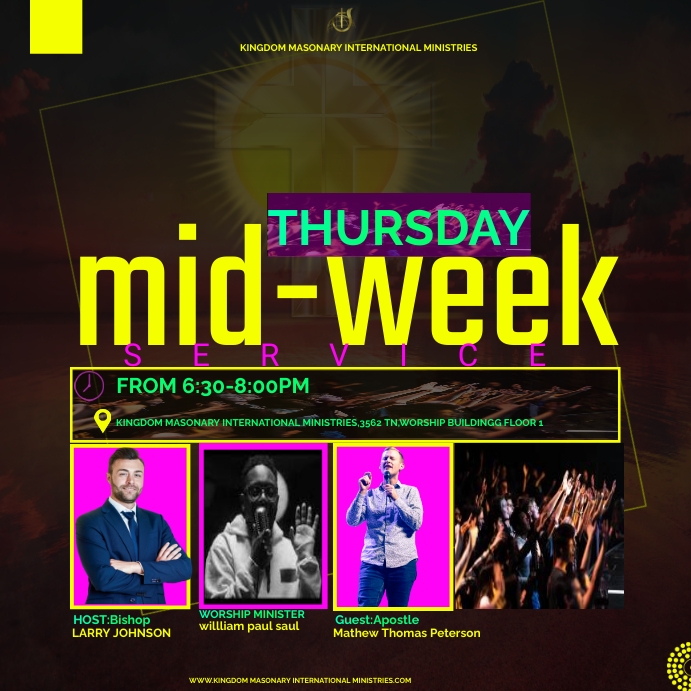 Plantilla de Midweek service poster template | PosterMyWall