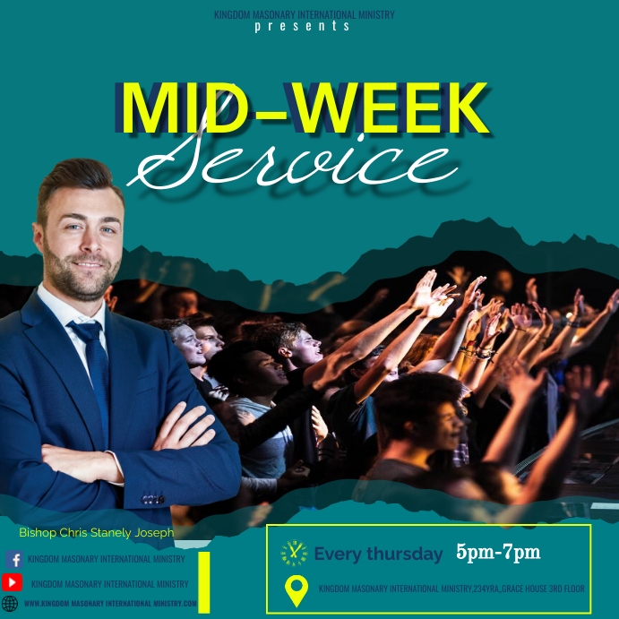 Midweek service poster template | PosterMyWall