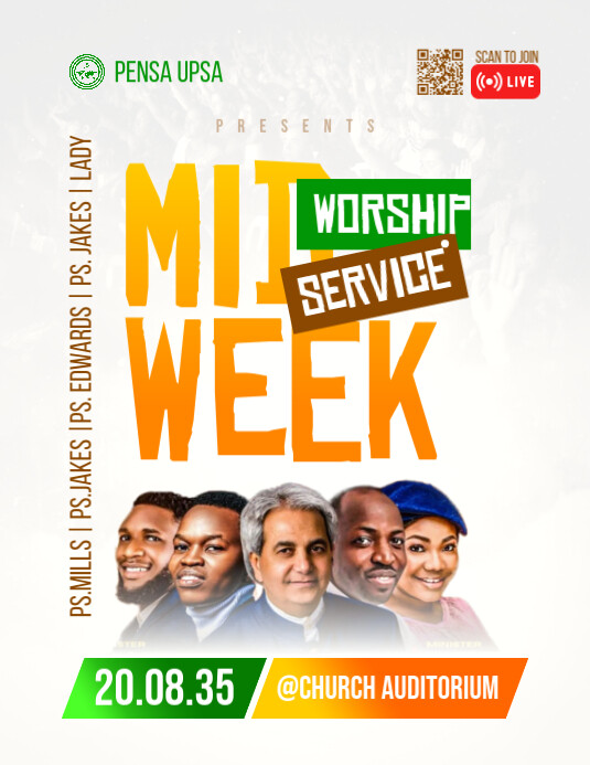 Midweek Worship Service Flyer – Editable Church Prayer Night Template ...