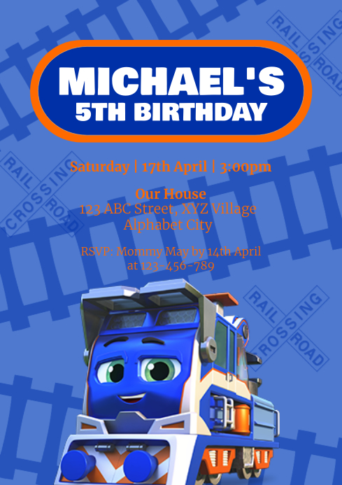 Plantilla de Invitación de Cumpleaños Mighty Express | PosterMyWall