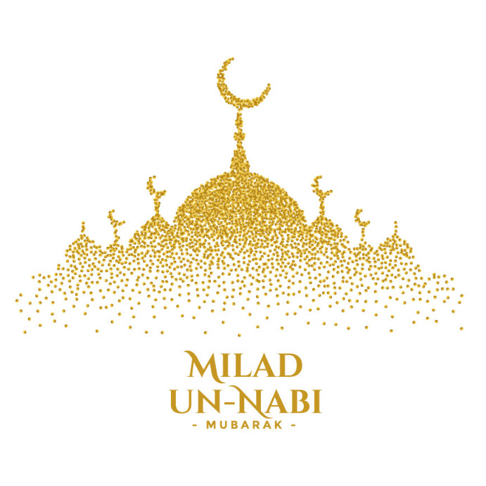 Milad un nabi golden sparkles mosque card Template | PosterMyWall